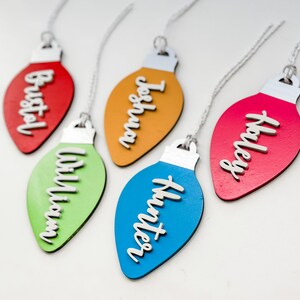 Christmas Lights Name Tags / Wooden Name Tags / Stocking Tags ...