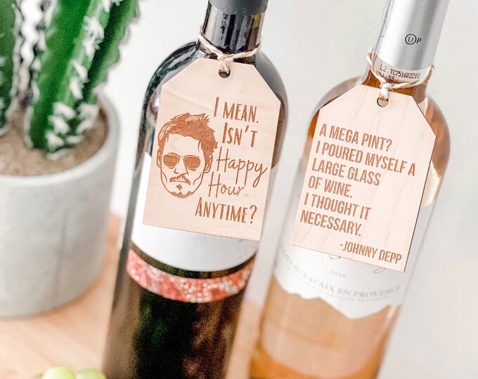 Johnny Depp Wine Tags / Wooden Wine Tags / Isn't Happy - Etsy