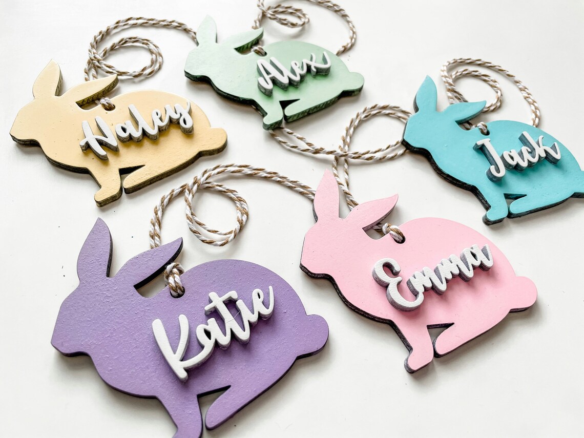 Easter Basket Name Tags / Wooden Bunny Name Tags / Wooden Name - Etsy