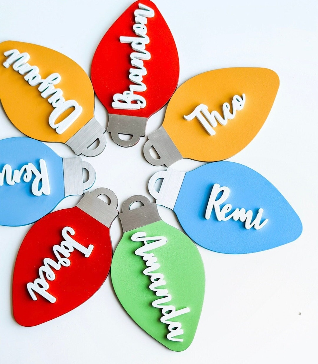 Christmas Lights Name Tags / Wooden Name Tags / Stocking Tags ...