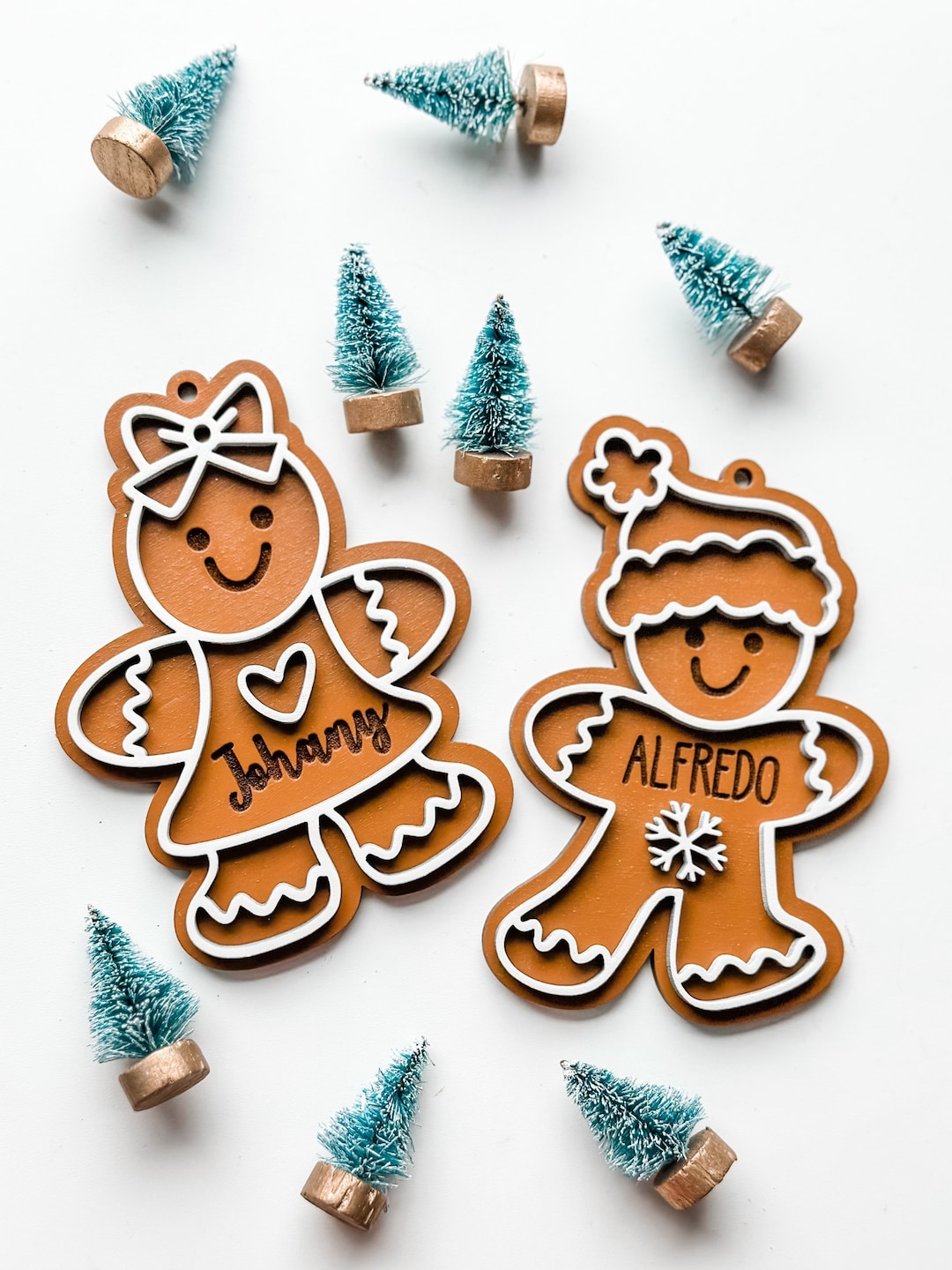 Christmas Name Tags / Gingerbread Boy and Girl Wooden Name Tags ...