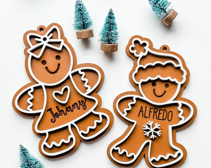 Christmas Name Tags / Gingerbread Boy and Girl Wooden Name Tags ...