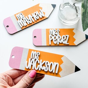 NEW FONT Teacher Appreciation / Teacher Gift Tags / Wooden Pencil Name ...