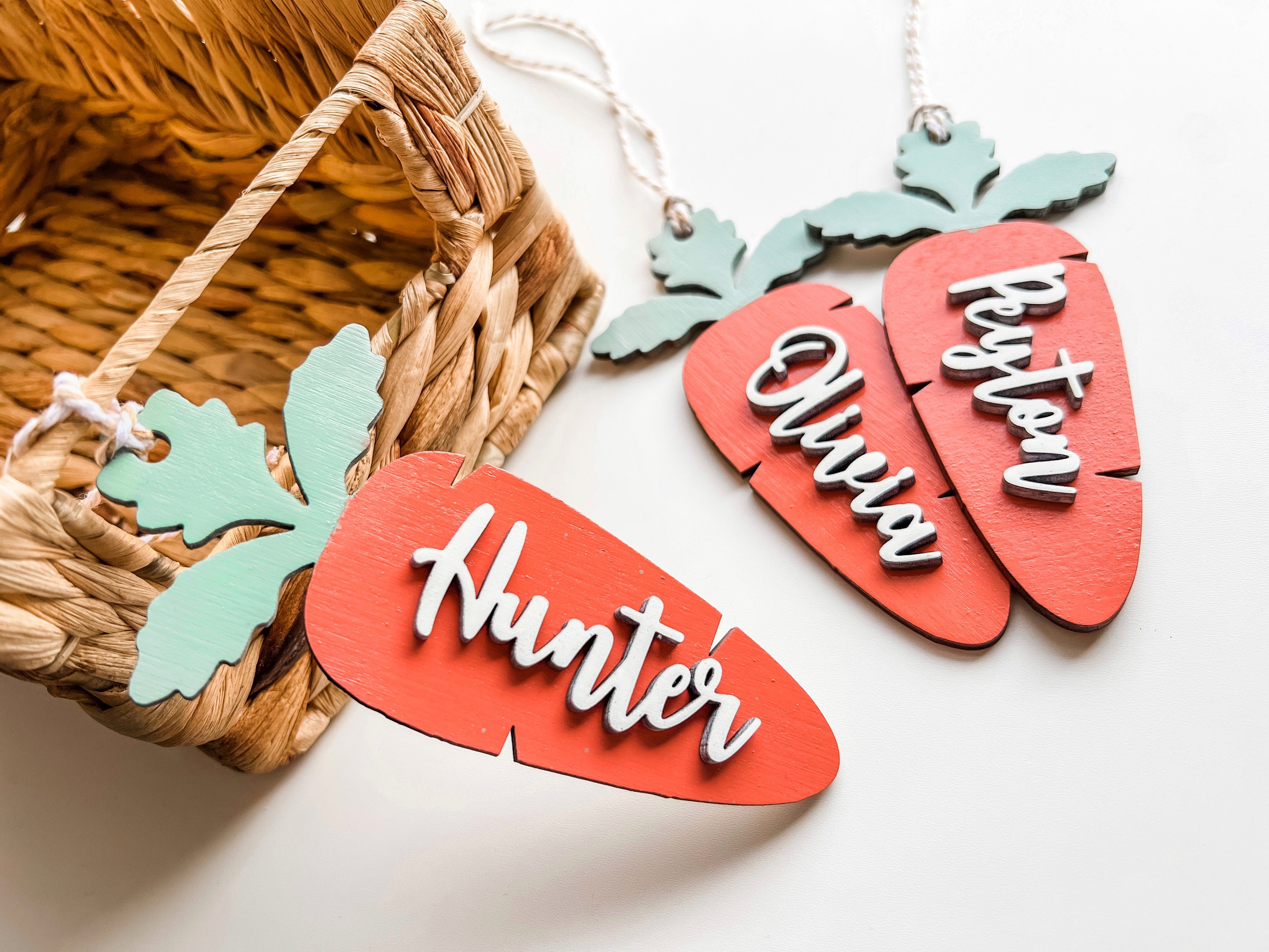 Easter Basket Name Tags / Wooden Carrot Name Tags / Wooden - Etsy