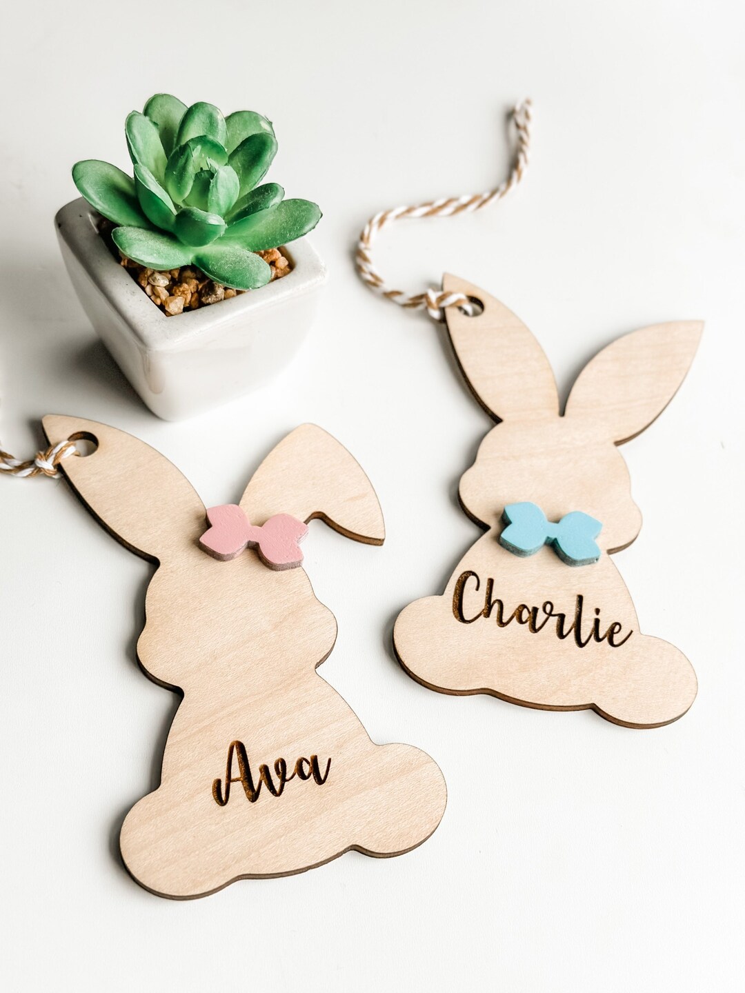 Easter Basket Name Tags / Wooden Bunny Name Tags / Wooden Name Labels ...