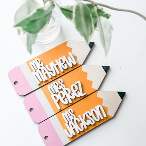 NEW FONT Teacher Appreciation / Teacher Gift Tags / Wooden Pencil Name ...