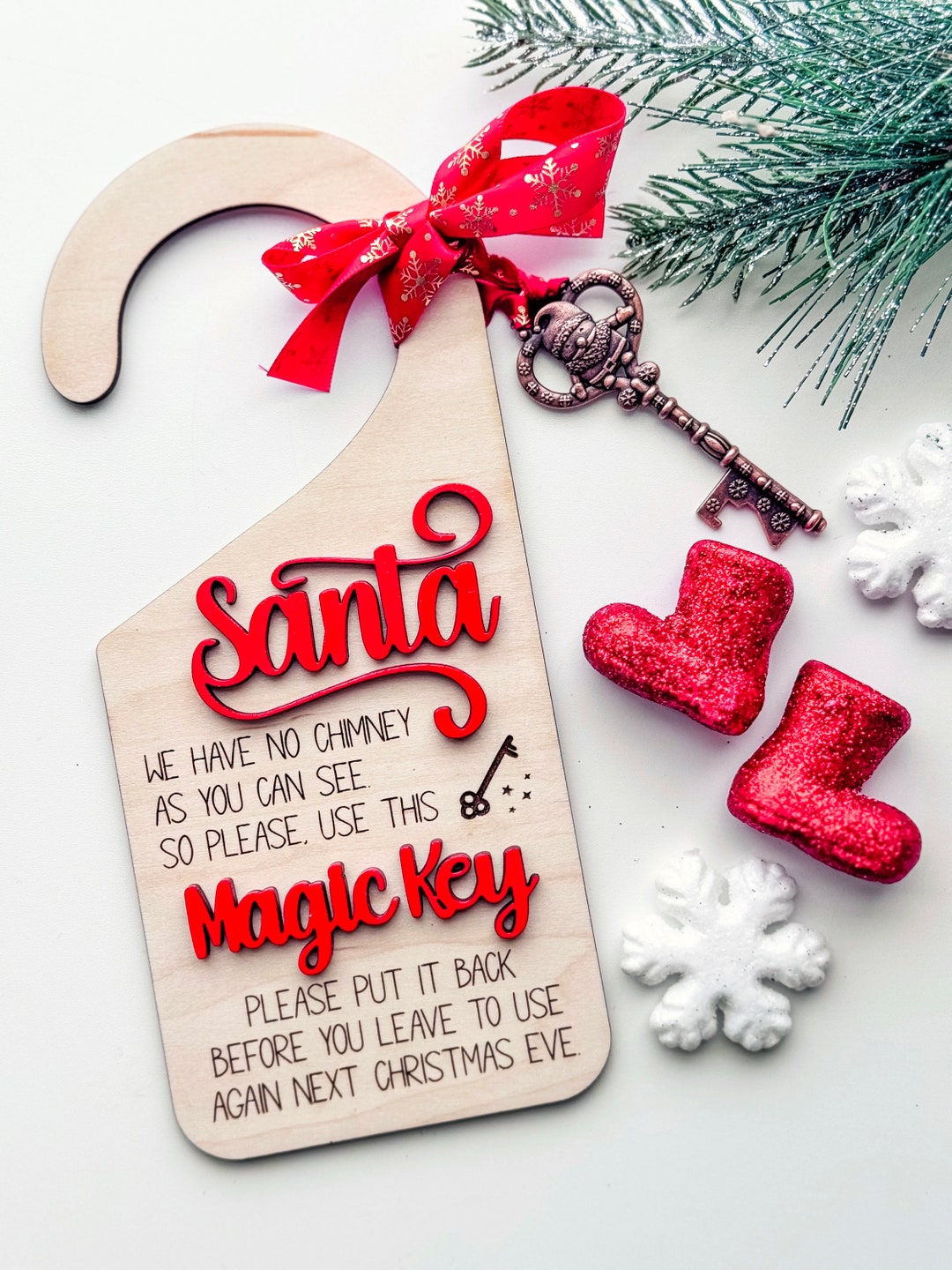 Santa's Magic Key Door Hanger (key Included!) / Wooden Christmas Door ...