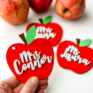 Teacher Appreciation / Teacher Gift Tags / Wooden Apple Pencil Name ...