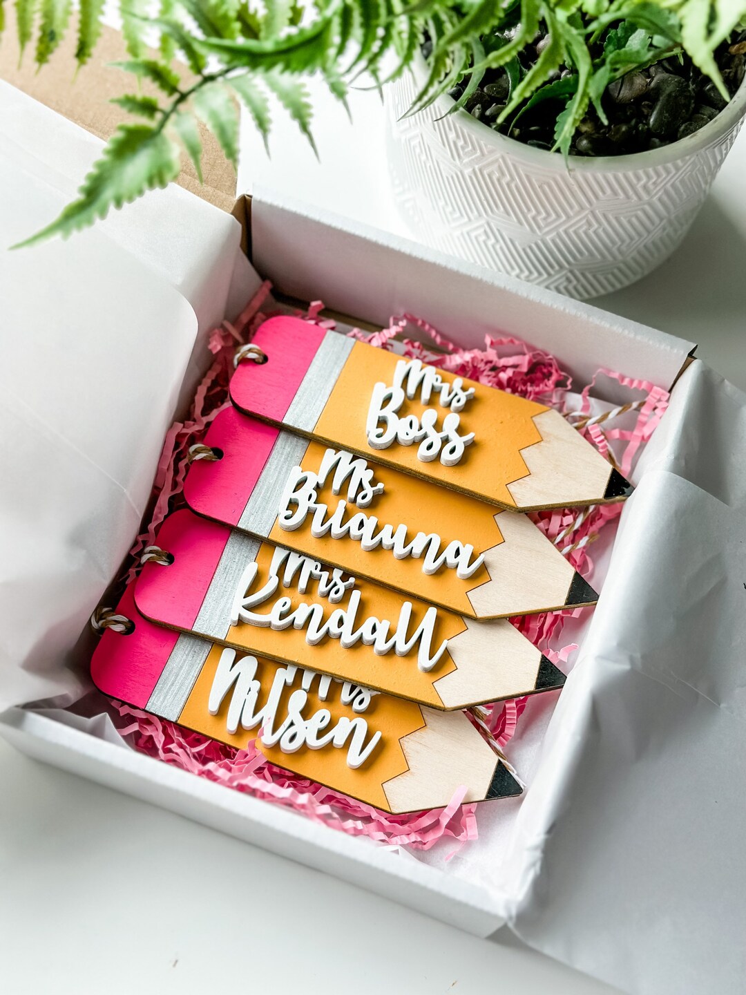 Teacher Appreciation / Teacher Gift Tags / Wooden Apple Pencil Name ...