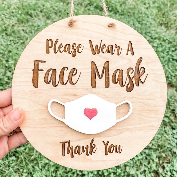 Please Wear Mask Sign 7 Round / Wooden Hanging Sign / - Etsy