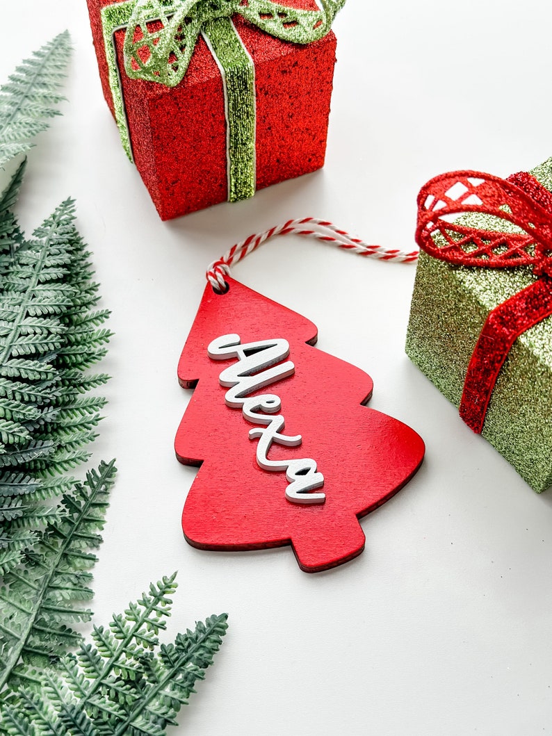 Christmas Name Tags / Wooden Christmas Name Tags / Stocking Tags ...