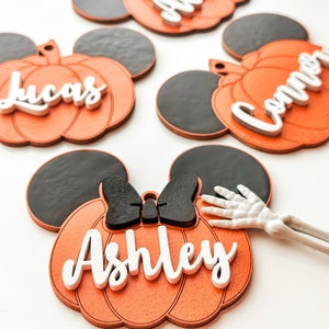 Pumpkin Mouse Name Tags / Halloween Basket Tags / Mouse Ears Name Tag ...