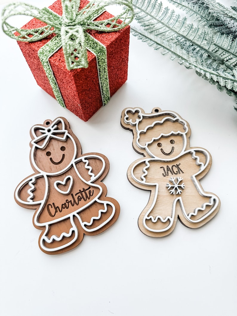 Christmas Name Tags / Gingerbread Boy and Girl Wooden Name - Etsy