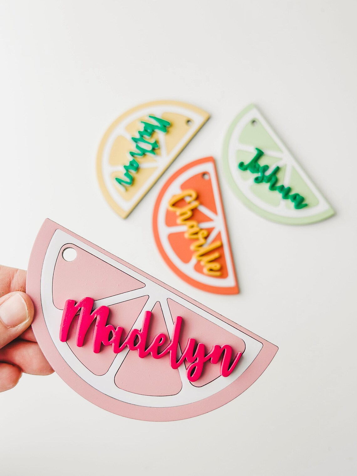 Fruit Slices Name Tags / Wooden Name Tags / Lemon Lime Name - Etsy