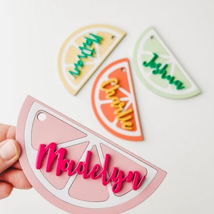 Fruit Slices Name Tags / Wooden Name Tags / Lemon Lime Name Tags ...