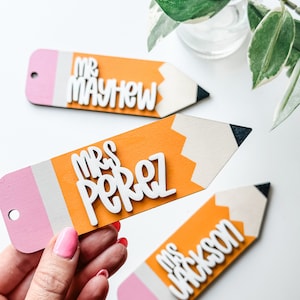 NEW FONT Teacher Appreciation / Teacher Gift Tags / Wooden Pencil Name ...