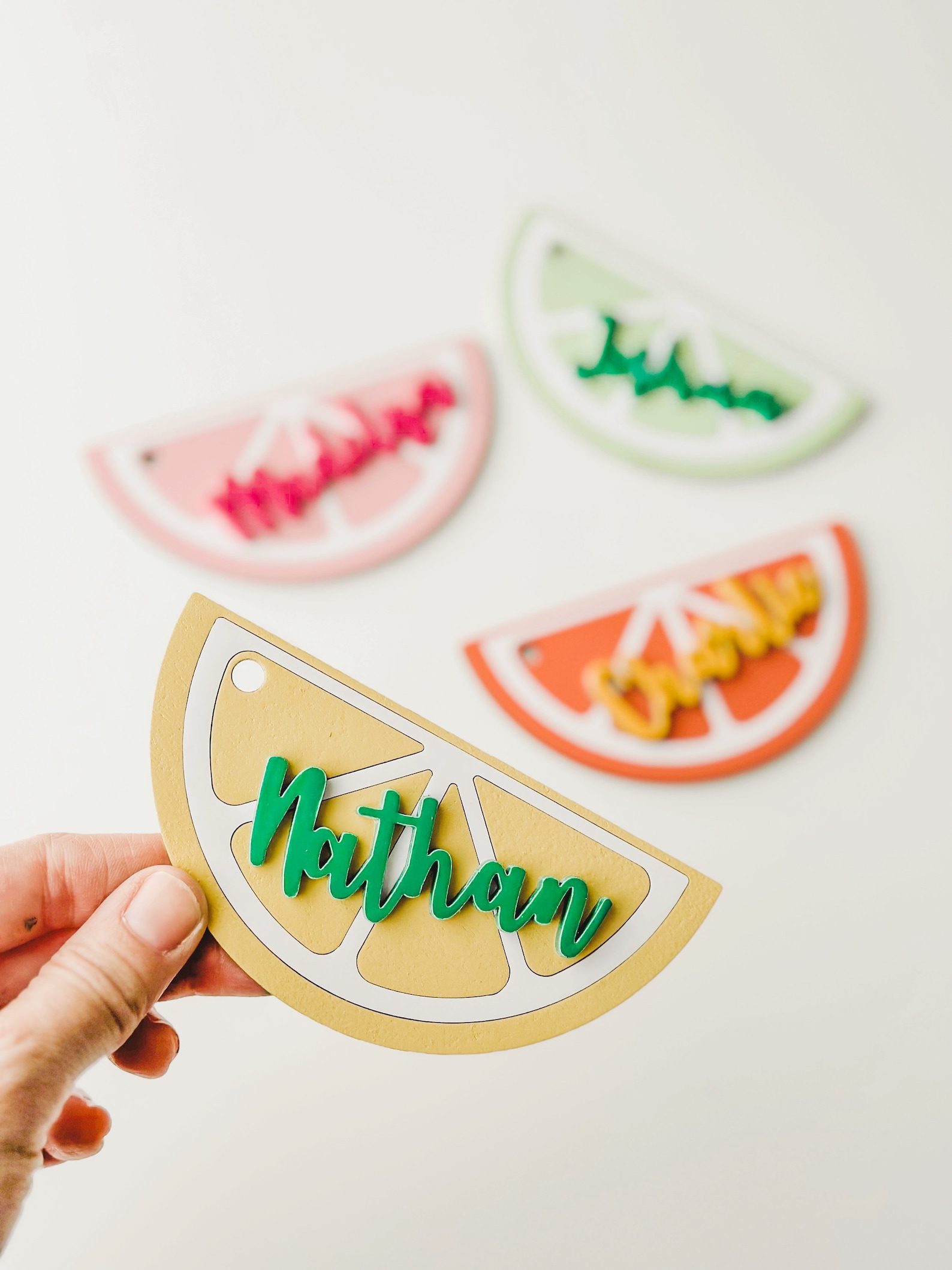 Fruit Slices Name Tags / Wooden Name Tags / Lemon Lime Name - Etsy