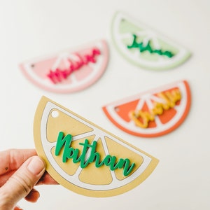 Fruit Slices Name Tags / Wooden Name Tags / Lemon Lime Name Tags ...