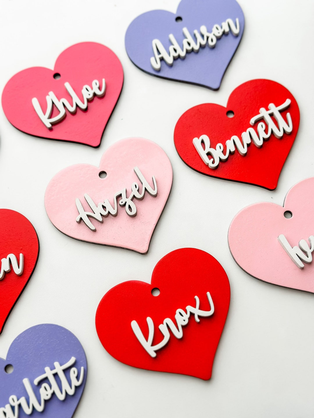Valentine's Day Name Tags / Wooden Heart Name Tags / Wooden Name Labels ...