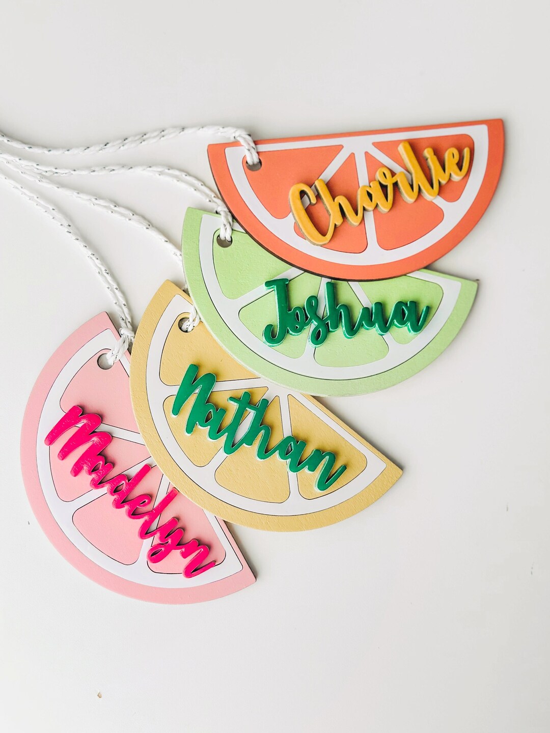 Fruit Slices Name Tags / Wooden Name Tags / Lemon Lime Name Tags ...