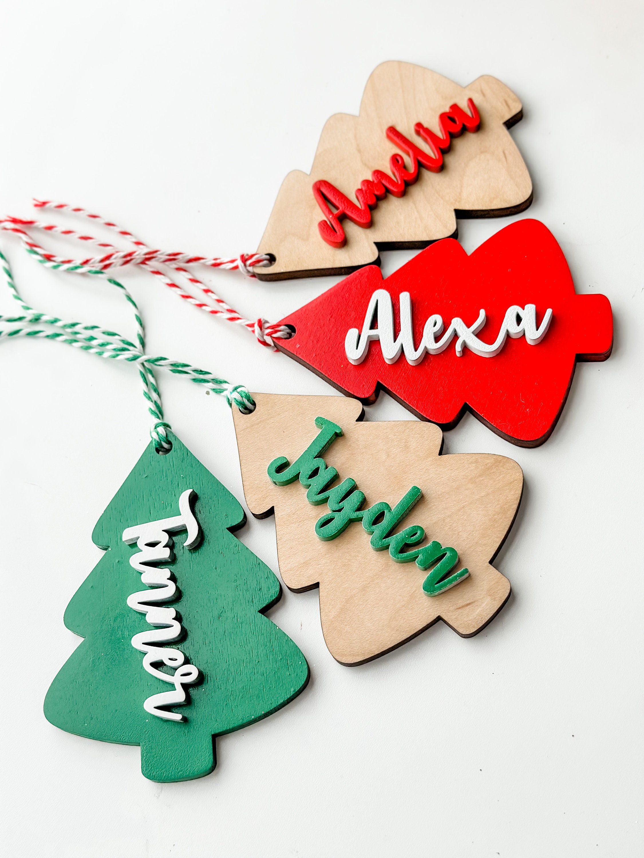 Christmas Name Tags / Wooden Christmas Name Tags / Stocking - Etsy