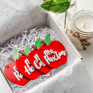 Teacher Appreciation / Teacher Gift Tags / Wooden Apple Pencil Name ...