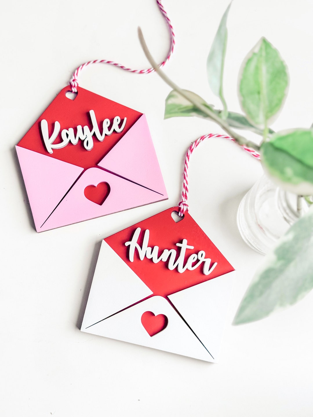 Valentine's Day Name Tags / Wooden Heart Envelope Name Tags / V-day ...