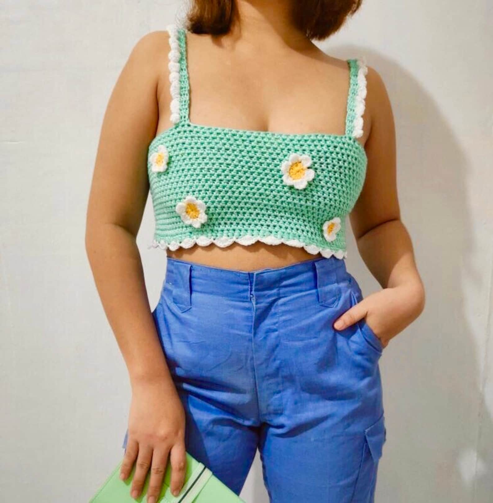 Oopsie Daisy Crochet Top - Crochet PATTERN - Daisy Floral Flower Crop ...