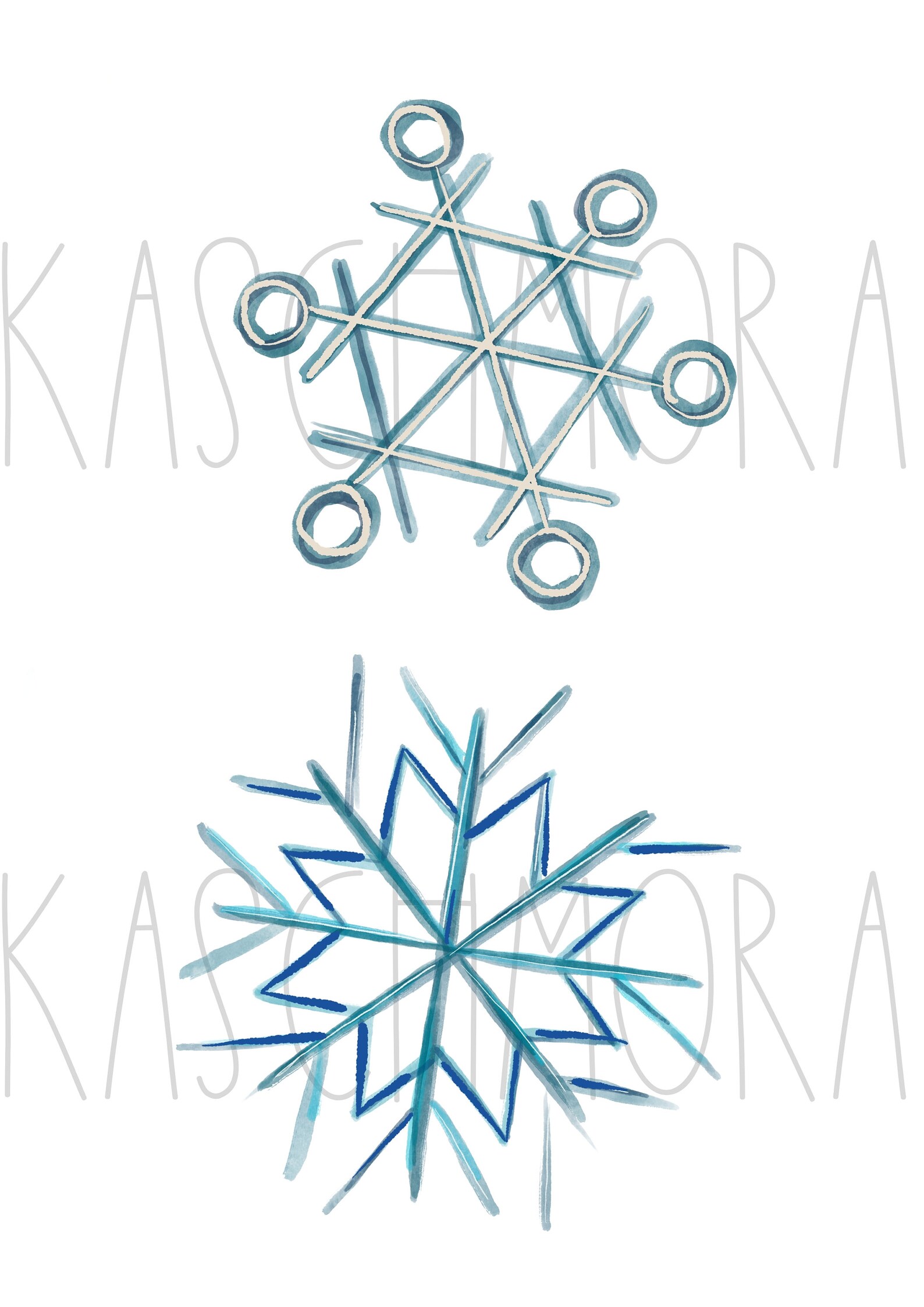 Watercolor Clipart Bundle Snowflake Clipart Illustration 5 | Etsy