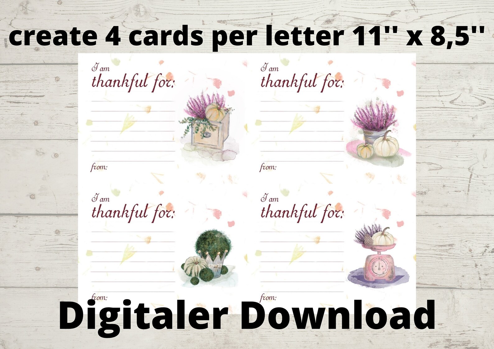 Thankful Cards Gratitude Cards PDF Printable Thanksgiving | Etsy