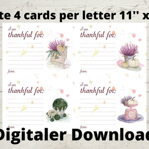 Thankful Cards Gratitude Cards PDF Printable Thanksgiving | Etsy
