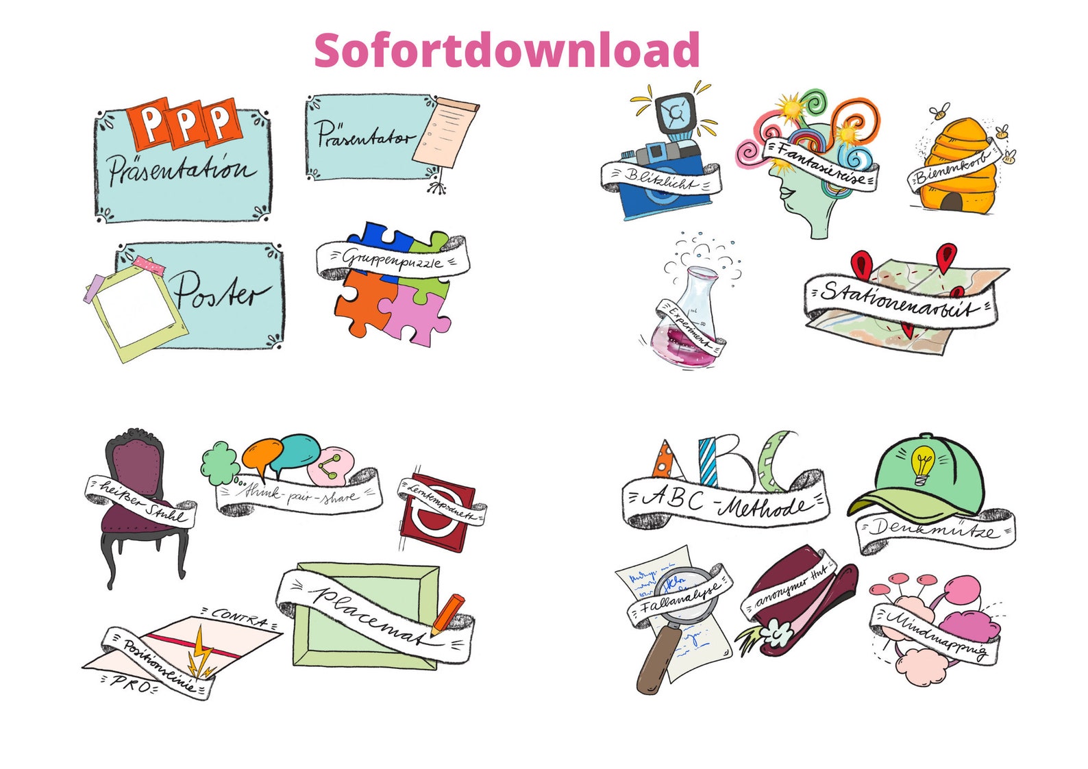 Methods Clipart School Lesson Preparation Digital Sticker - Etsy