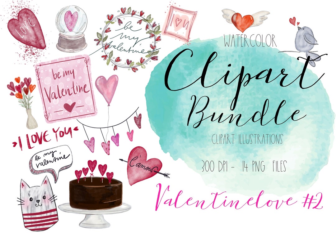 Valentinesday Clipart Illustration, Valentine Illustration Bundle ...