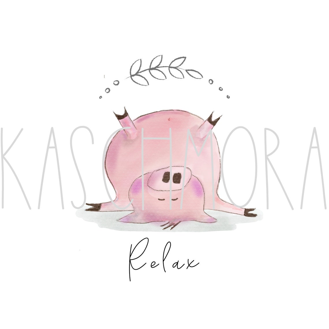 Relaxing Pig Wallart, Funny Pig Illustration Jpg, Christmas Gift ...