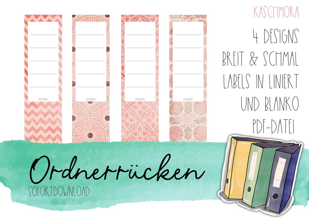 Folder Spine Set for Printing, File Spine, Folder Label, Instant ...