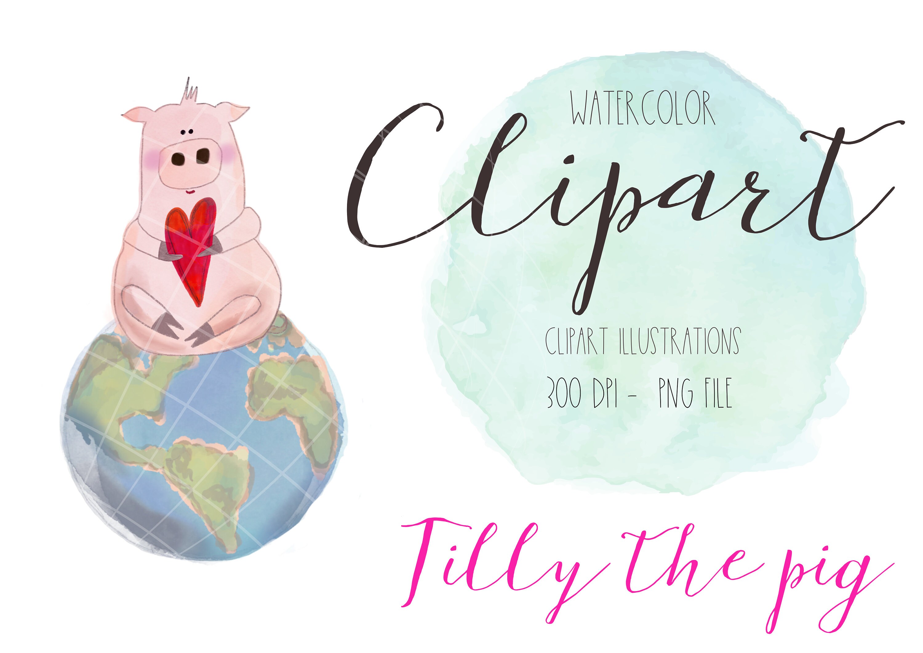 Clipart Illustration Pig Clipart Illustration Png File | Etsy
