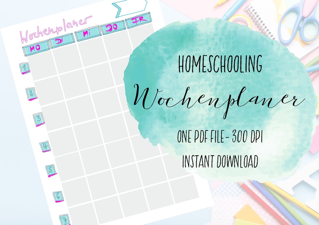 Weekly Planner German, Digital Weekly Planner German, Homeschooling ...