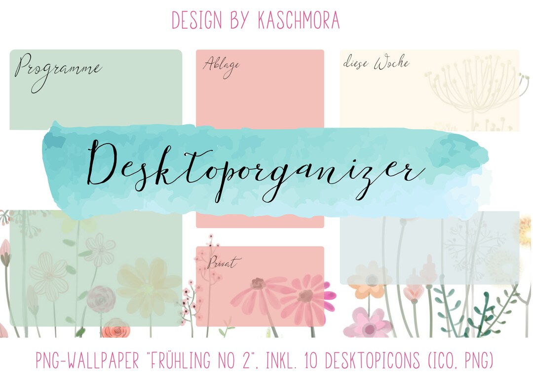 Desktop Organizer, Desktop Pastel Spring, Desktop Folder, Instant ...