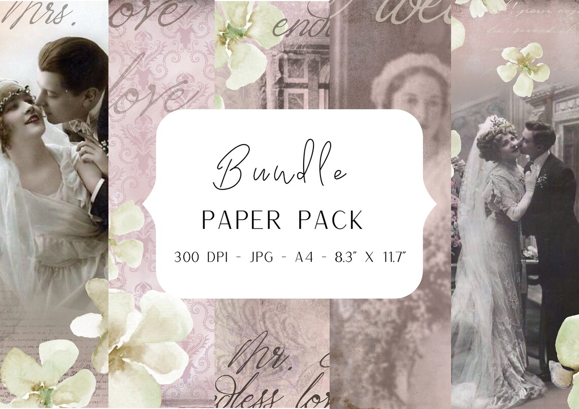 Wedding Digital Scrapbook Paper Vintage Wedding Background - Etsy