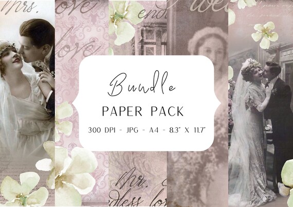 Wedding Digital Scrapbook Paper Vintage Wedding Background | Etsy