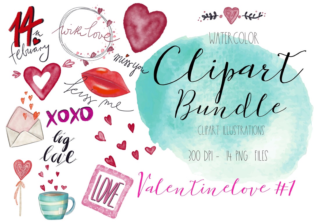 Valentinesday Clipart Illustration, Valentine Illustration Bundle ...