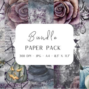 Halloween Digital Scrapbook Paper, Fall Background Collage Paper ...