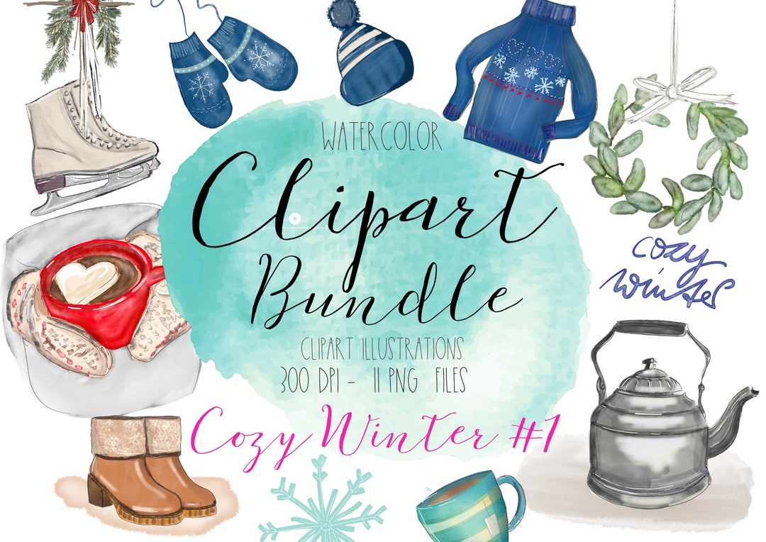 Cozy Winter Clipart Illustration, Winter Illustration Bundle, Christmas ...