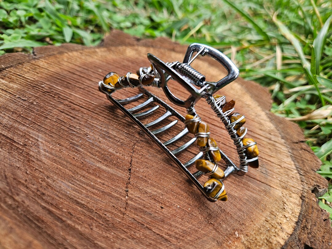 Tigers Eye Hair Clip Stone Hair Clip Crystal Hair Clip - Etsy