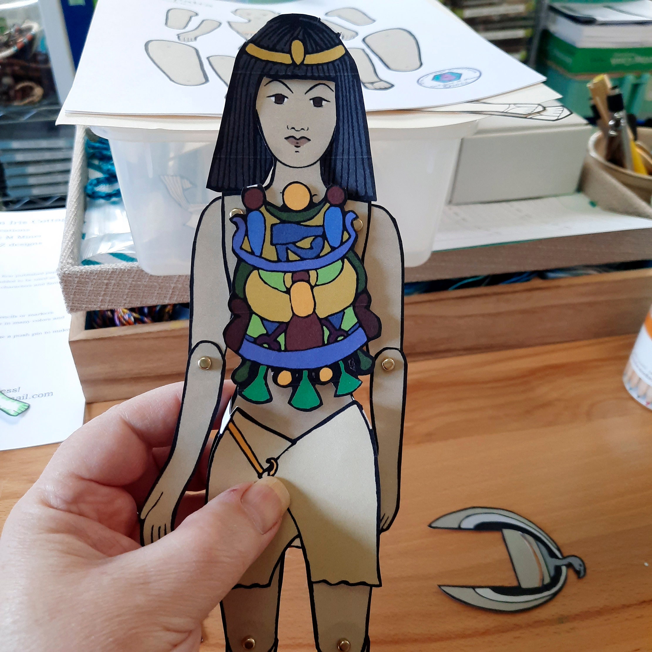 Cleopatra Articulated Paper Doll to Color Pieces Paper Dolls a Jointed ...