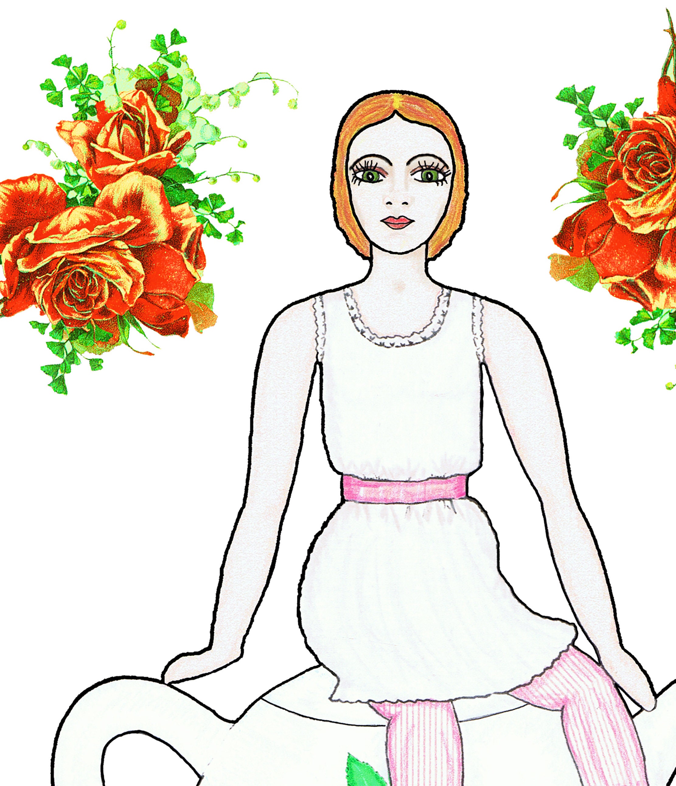 Tea Cozy Party Paper Doll Red Hair Hazel Eyes - Etsy