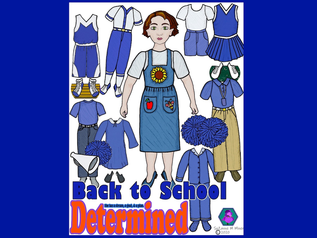 Blue & White School Spirit Paper Doll – 9 Outfits (digital Download) - Etsy
