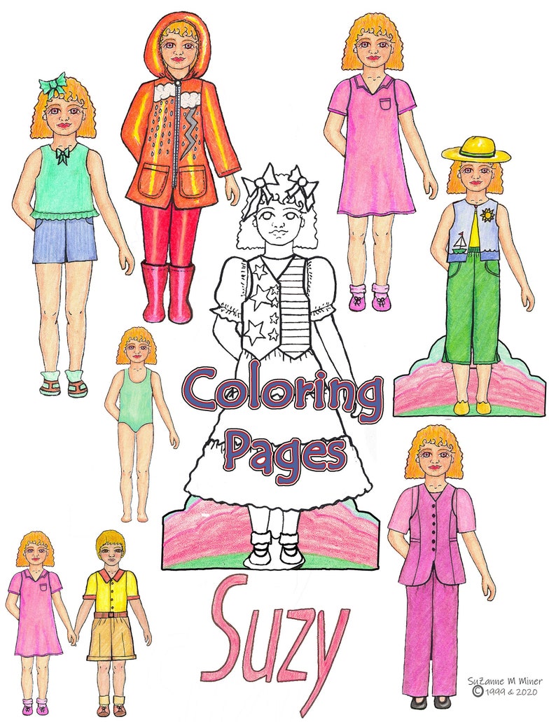 Suzy Paper Doll Coloring Pages - Cute Kid With Fun Clothes, Patriotic ...