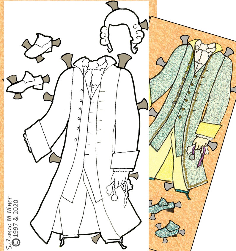 Thomas Jefferson Paper Doll Coloring Pages Large Size - Etsy