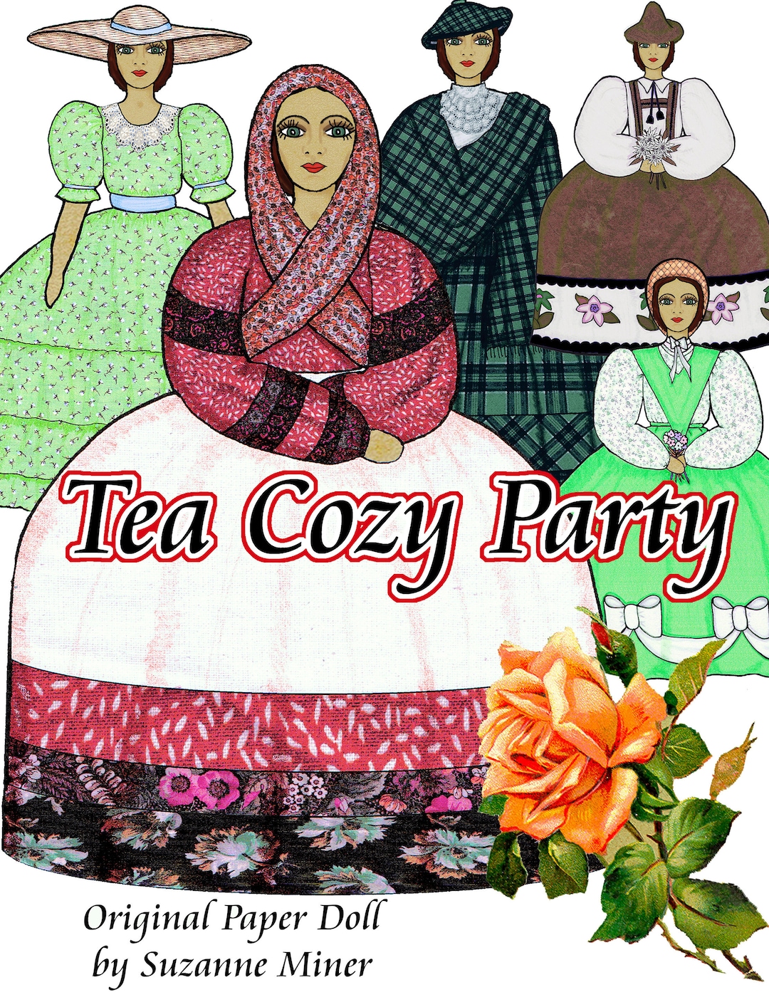 Tea Cozy Party - Paper Doll, Brown Hair, Emerald Eyes - Etsy